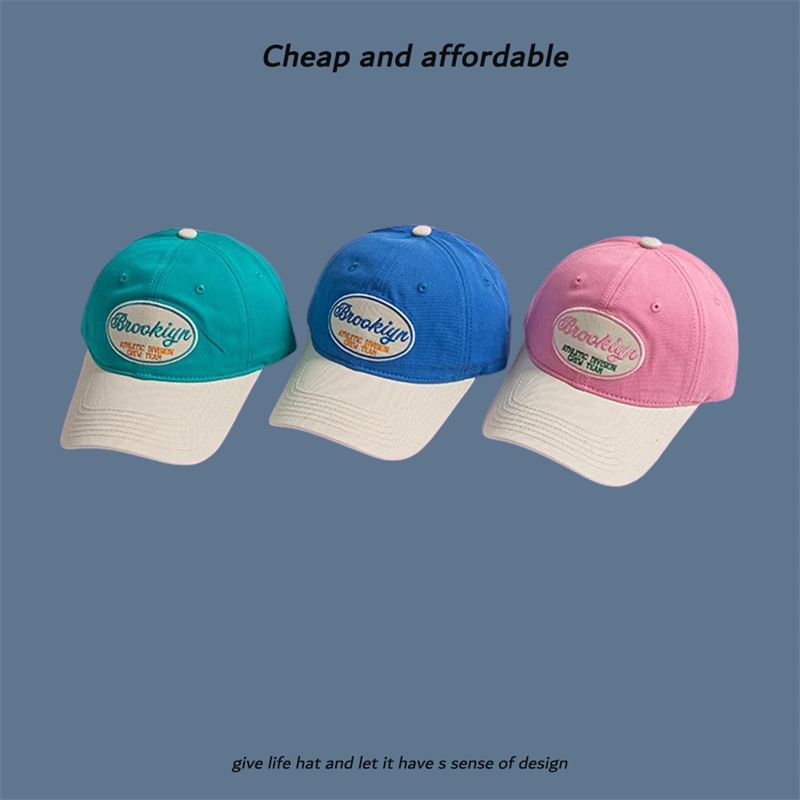 Letter Embroidered Two-Tone Cap
